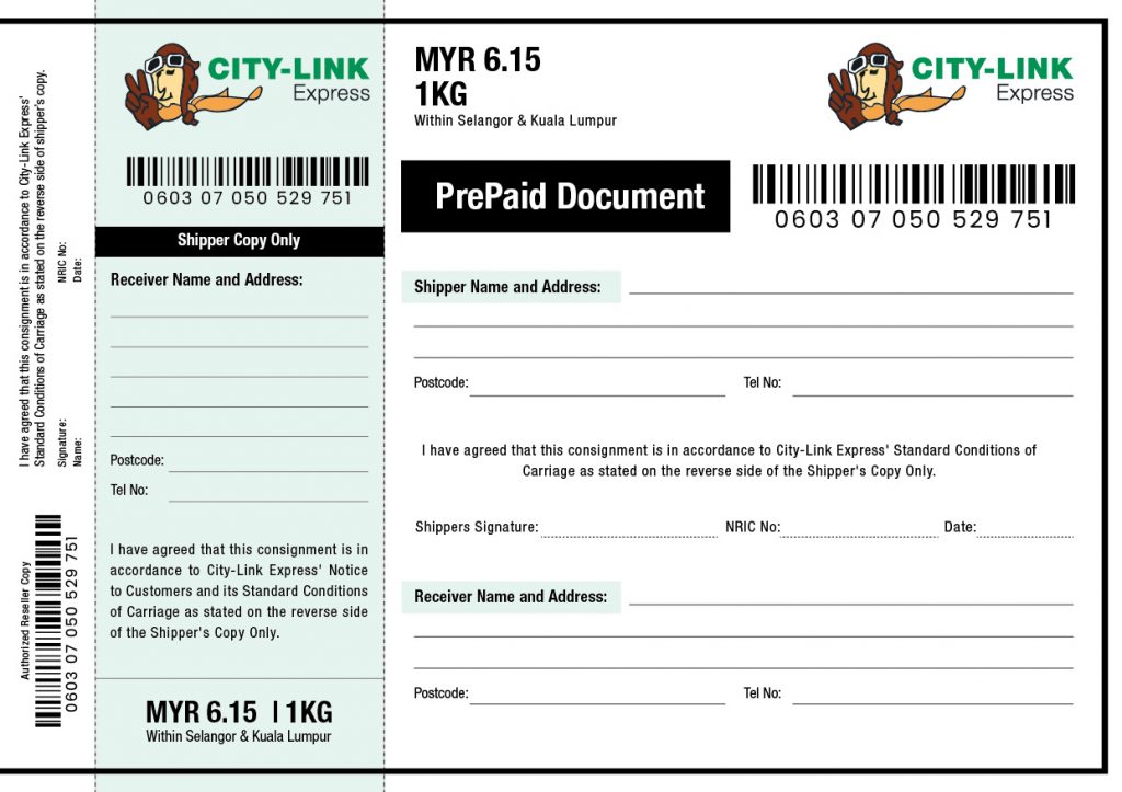 Prepaid for Documents within KL & Selangor 1kg | City-Link Express Malaysia